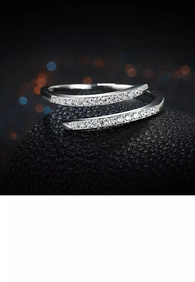 Mooclife 925 Sterling Silver Simple Open Ring with Cubic Zircon 2025 | Buy Mooclife Online ...