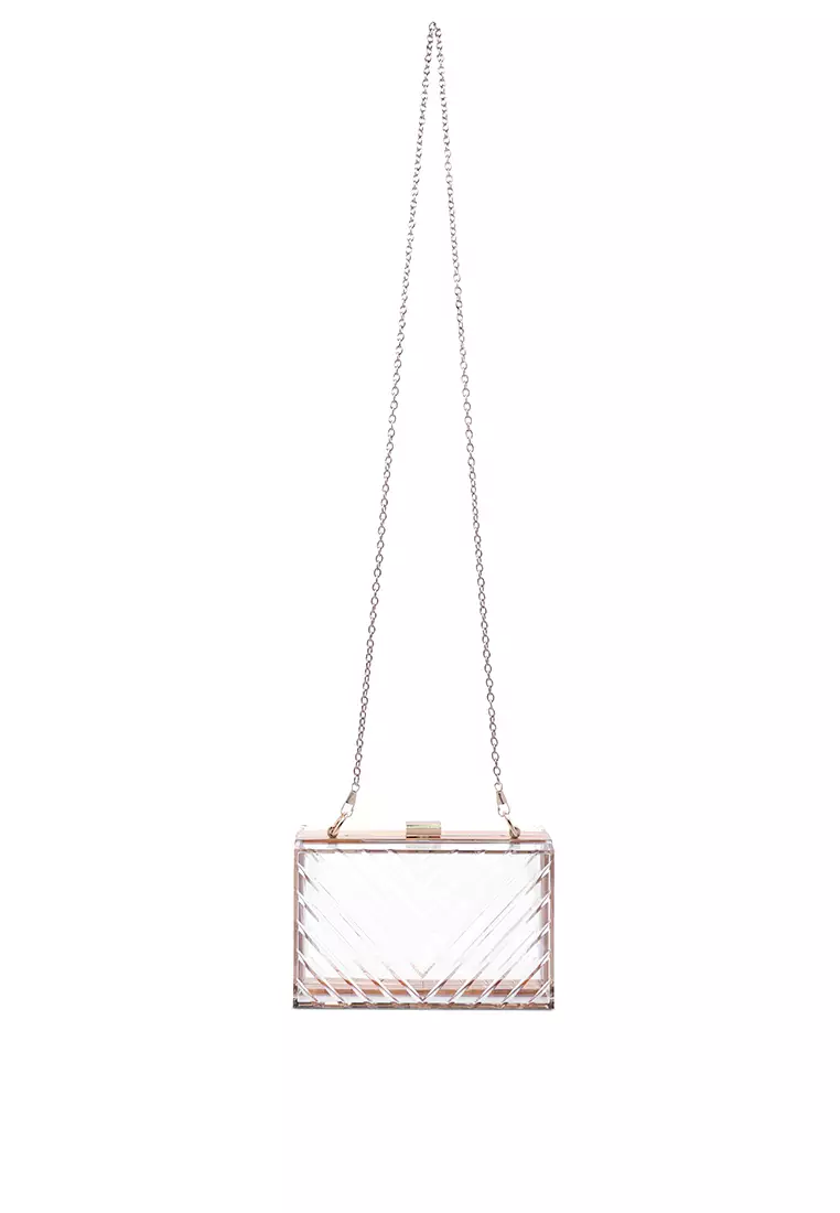 Buy London Rag Transparent Chevron Pattern Clear Clutch Bags Online ...
