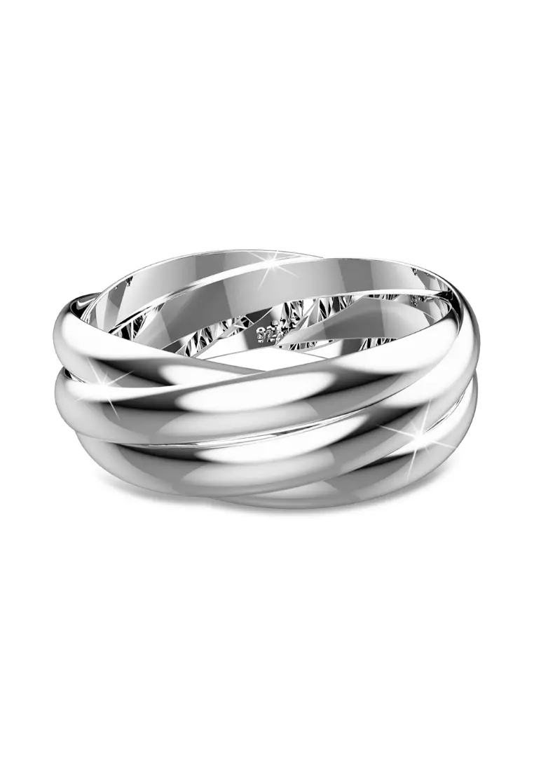 Buy 925 Signature Solid 925 Sterling Silver Broad 5 in 1 Interlink Wedding Ring 2025 Online | ZALORA