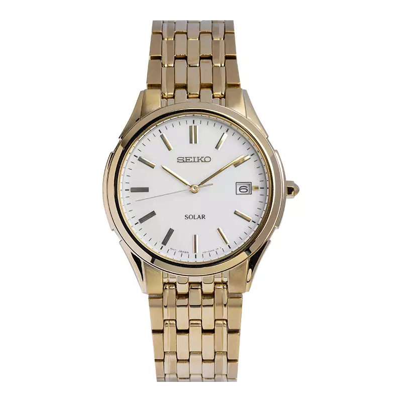 Jual Seiko Jam Tangan Pria Seiko Solar SNE138P1 White Dial Gold ...