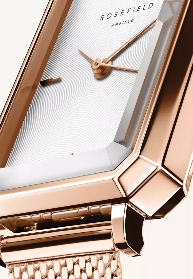 Buy Rosefield The Octagon XS Mesh White Rose gold Online | ZALORA Malaysia