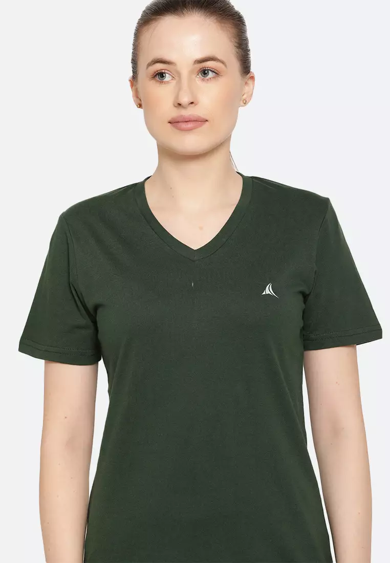 線上選購 Fitleasure Fitleasure 绿色 Essential 棉质 V 领 T 恤 | ZALORA 台灣