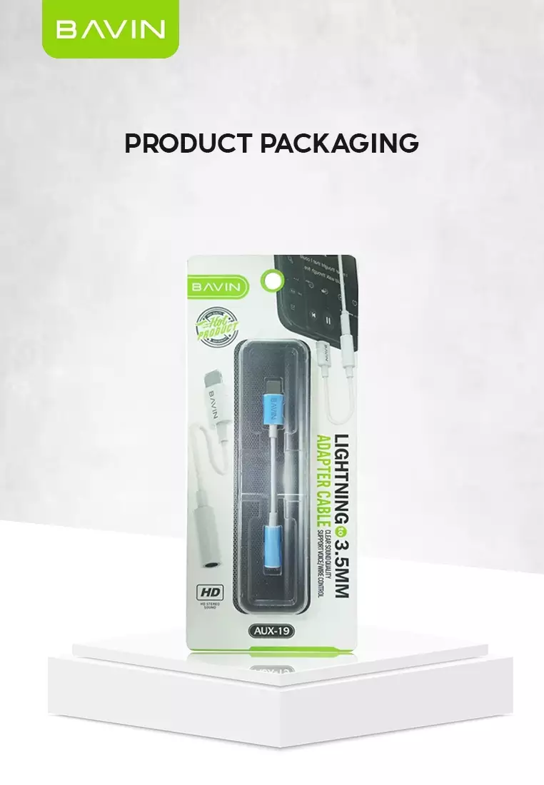 Buy BAVIN BAVIN AUX19 for iPh to 3.5mm Splitter Adapter Cable Clear ...