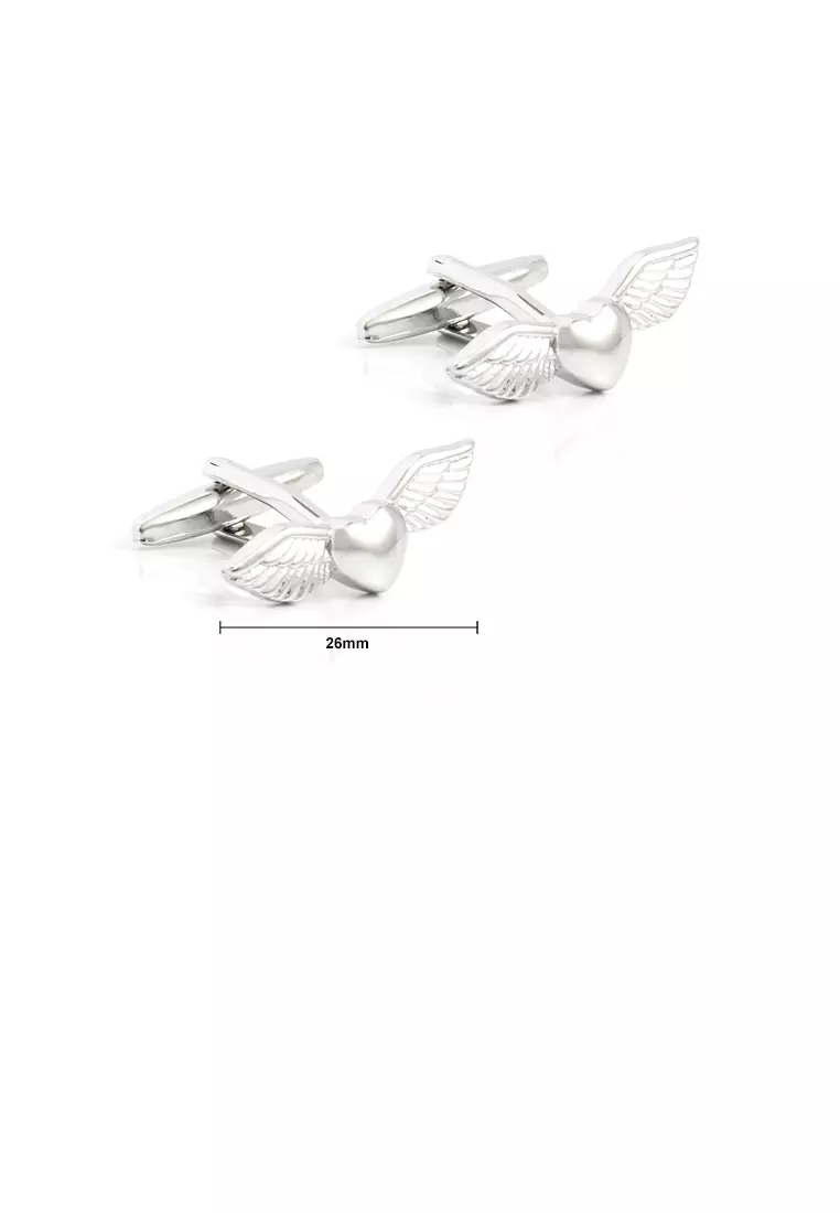 Buy Mooclife Fashion Simple Heart-shaped Angel Wings Cufflinks Online ...
