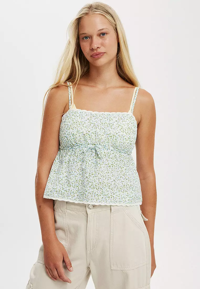 Buy Cotton On Cotton Lace Straight Neck Cami Top 2025 Online | ZALORA ...