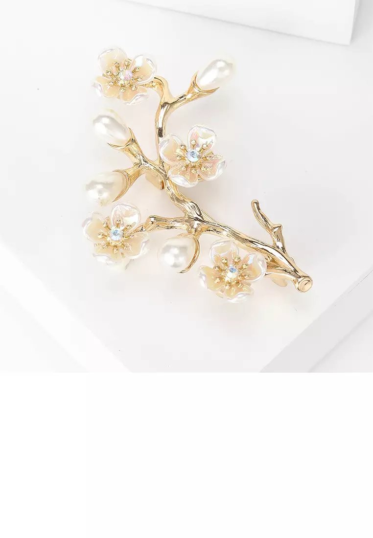 Buy Soeoes Fashion And Elegant Plated Gold Flower Imitation Pearl
