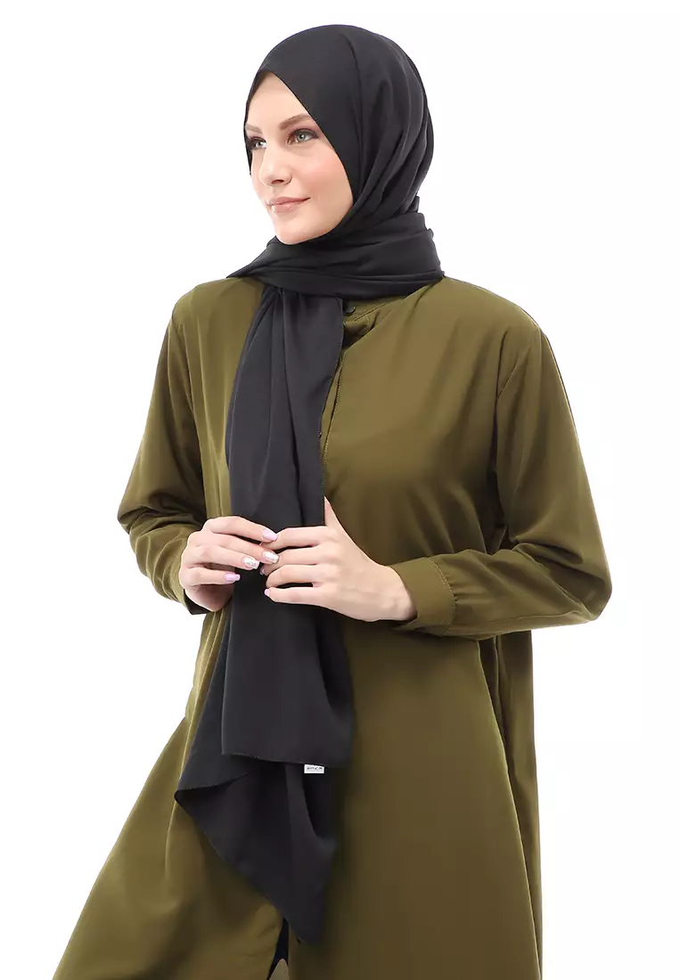 Jual Evernoon Cindy Hijab Pashmina Panjang Wanita Motif Polos Relaxed Fit - Hitam Original 2025 ...