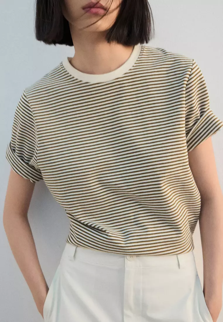 Jual Mango Striped Cotton T-Shirt Original 2026 | ZALORA Indonesia