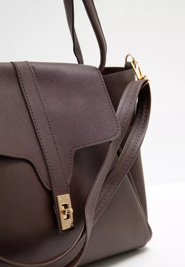 Jual Berrybenka Label Tekka Naomi Tote Bag Dark Brown Original 2025 ...