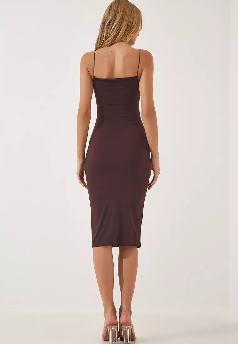 Jual Happiness Istanbul String Straps Jersey Midi Dress Original 2025 ...