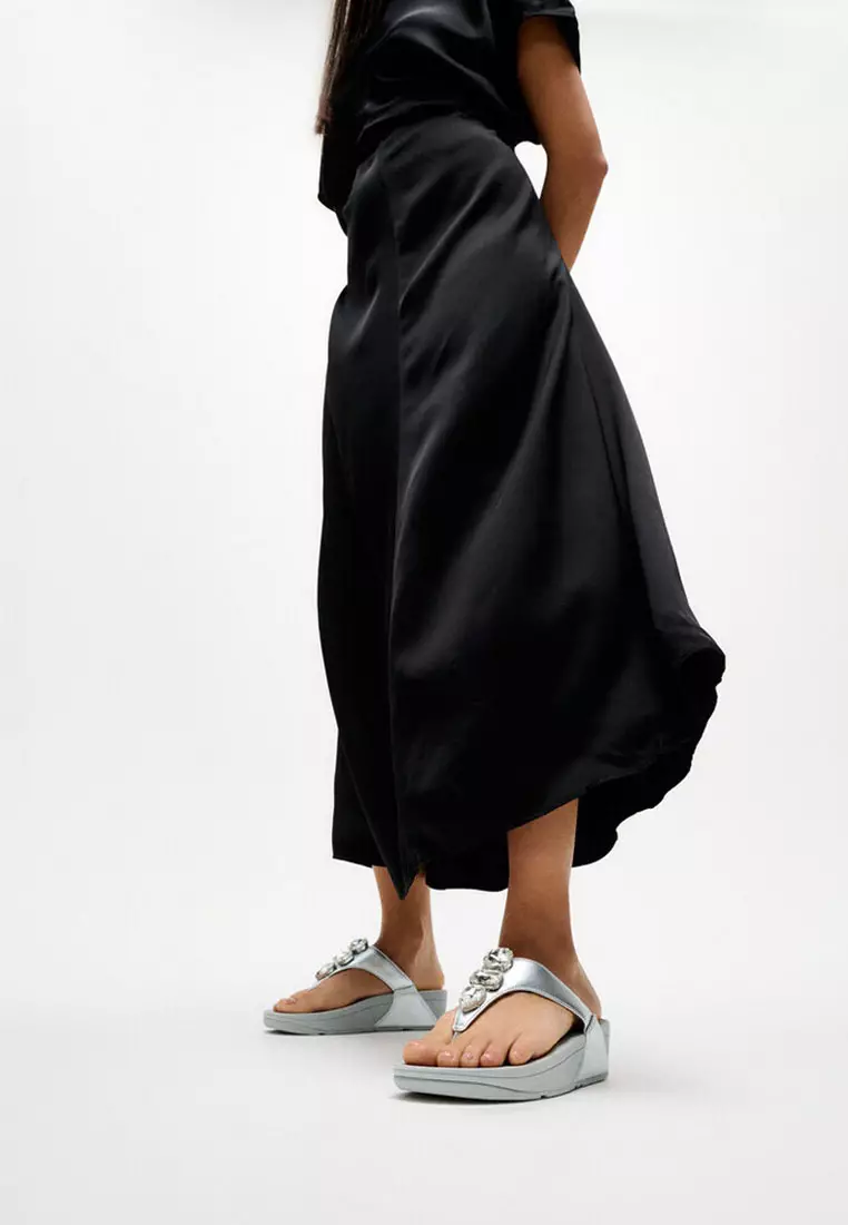 Buy FitFlop LULU Women's Ultra-Jewel Metallic Toe-Post Sandals - Silver ...