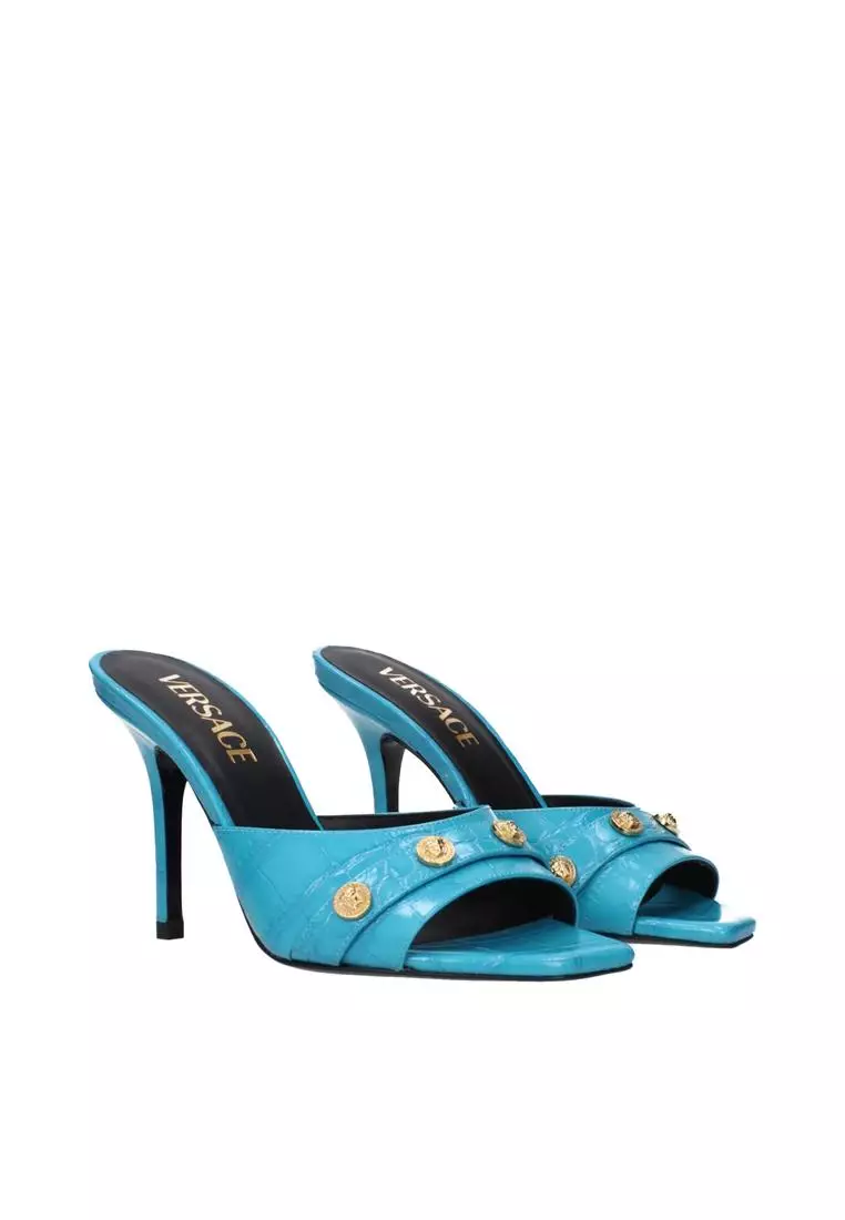 Buy Versace High Heel Open Toe Leather Sandals 2025 Online | ZALORA ...