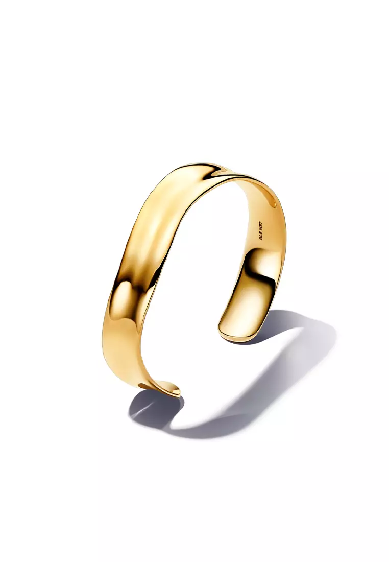 Buy PANDORA Pandora Essence 14k Gold Plated Organically Shaped Broad Open Bangle Online | ZALORA ...