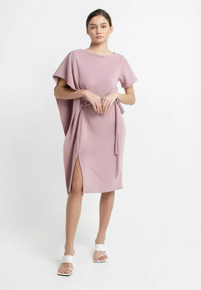 Jual Cloth Inc One Drapery Slit Dress in Dusty Rose Original 2025 ...