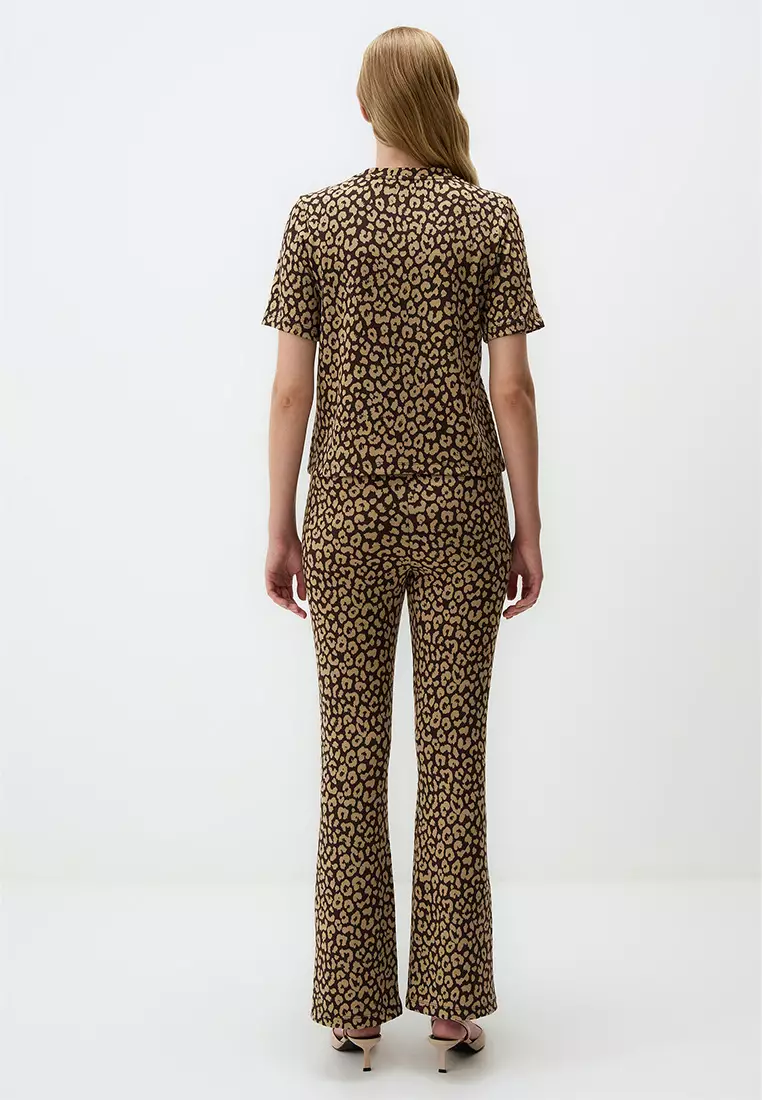 Buy Jimmy Key Jimmy Key Brown Crew Neck Leopard Print Blouse 2025 ...