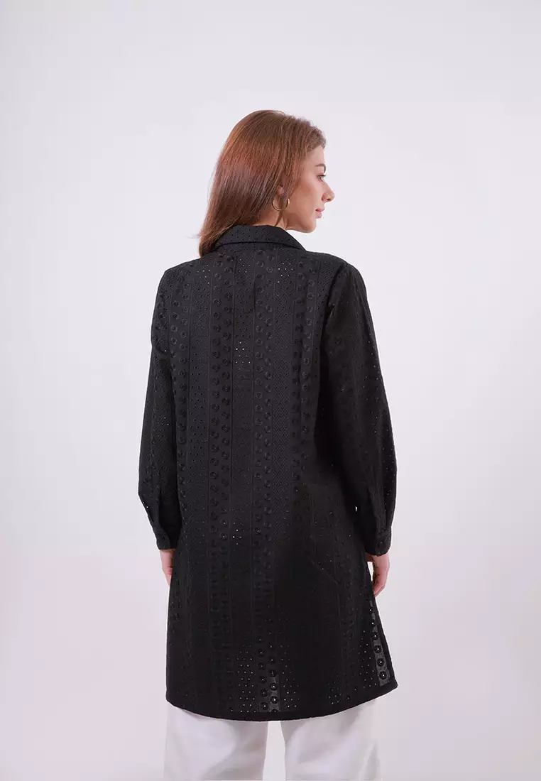 Jual Berrybenka Label Lana Lace Long Shirt Black Original 2026 | ZALORA ...