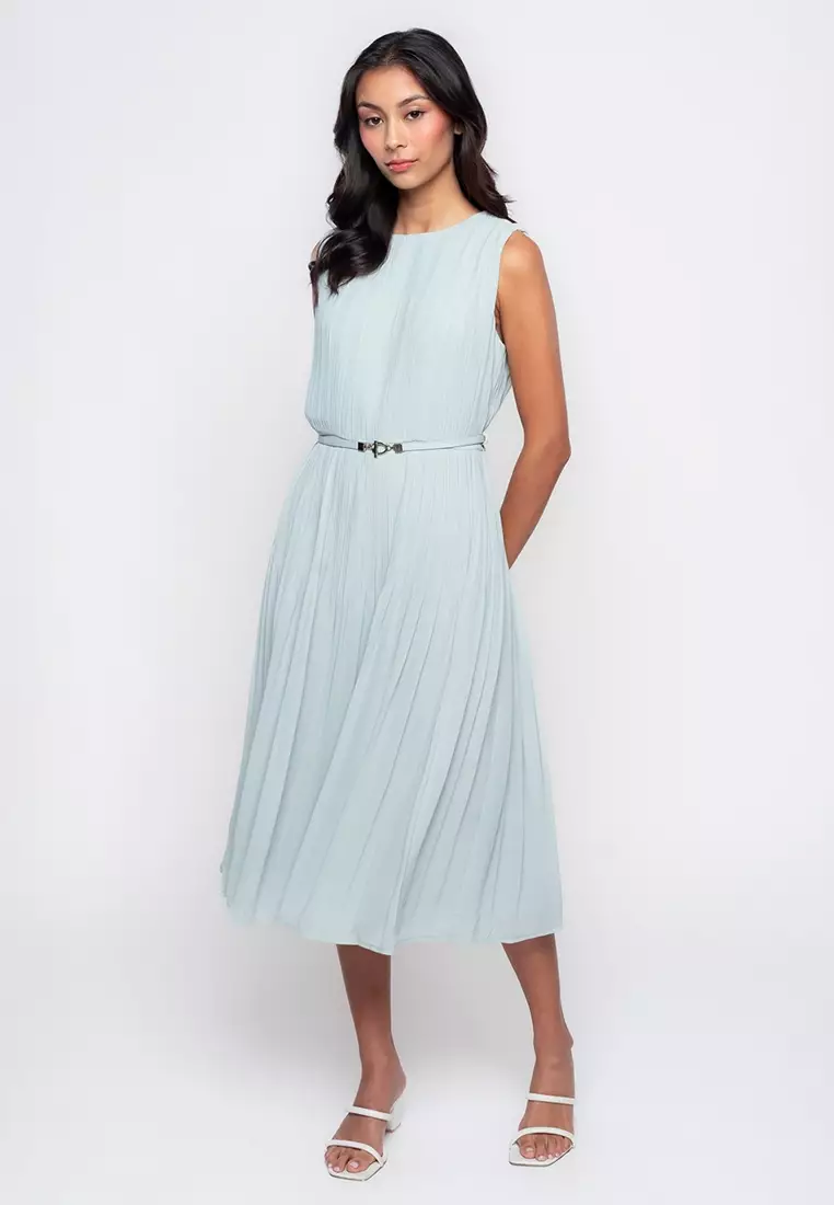 Buy Apple & Eve Milan Full Pleated Dress with Adjustable Belt 2025 ...