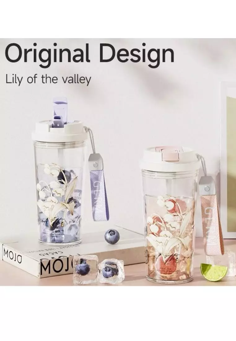 Buy Germ GERM Lily of the Valley Straw Cup 520ML Tritan Material 360°Sealed Leak-Proof Drinkware ...