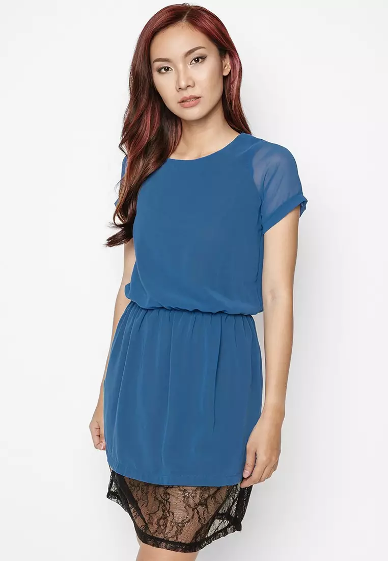 Jual LOVADOVA INDONESIA Azure Lace Hem Dress Original 2024 | ZALORA ...