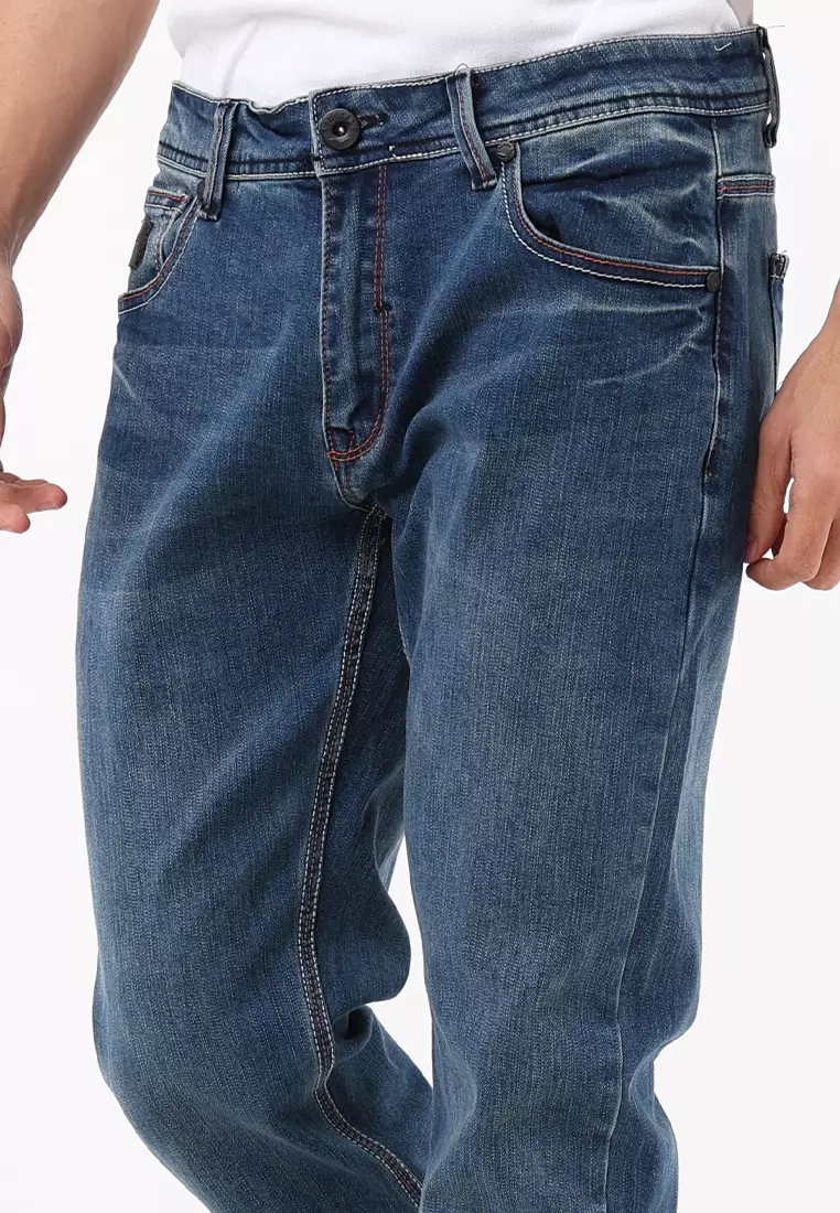 Buy Freego Mens Denim Long Slim Tapered Fit Stretch Jeans 2025 Online ...