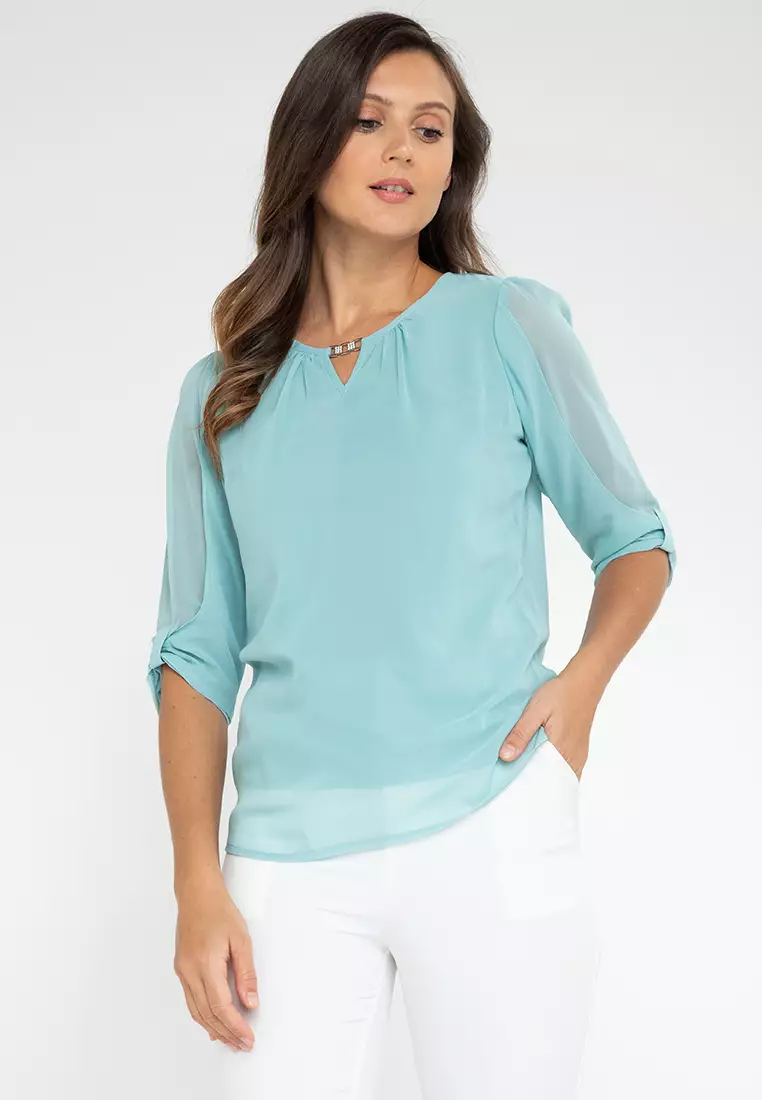 Buy Krizia Statement Sleeve Blouse With Neck Details 2025 Online ...