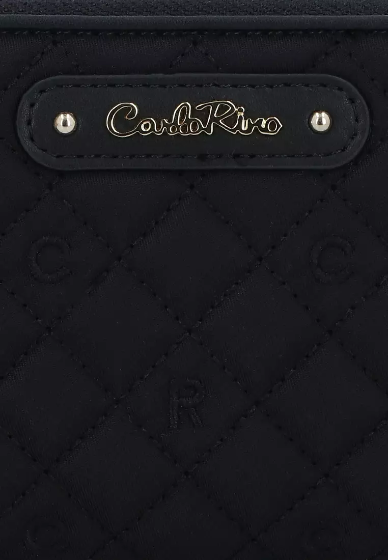 Buy Carlo Rino Black CR Embroidered Quilt Zip Wallet Online | ZALORA ...