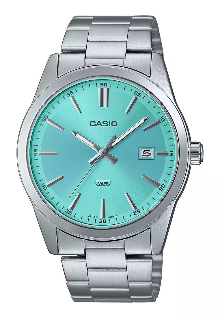 Jual Casio Jam Tangan Analog Pria Casio MTP-VD03D-2A3 Silver Turquoise ...