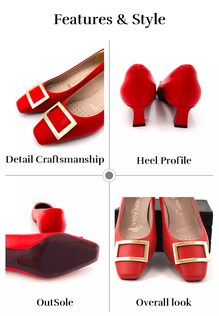 Buy HOPE ROSA HOPE ROZA (ROSA) Dixie Red Gold Buckle Square Toe Pump ...