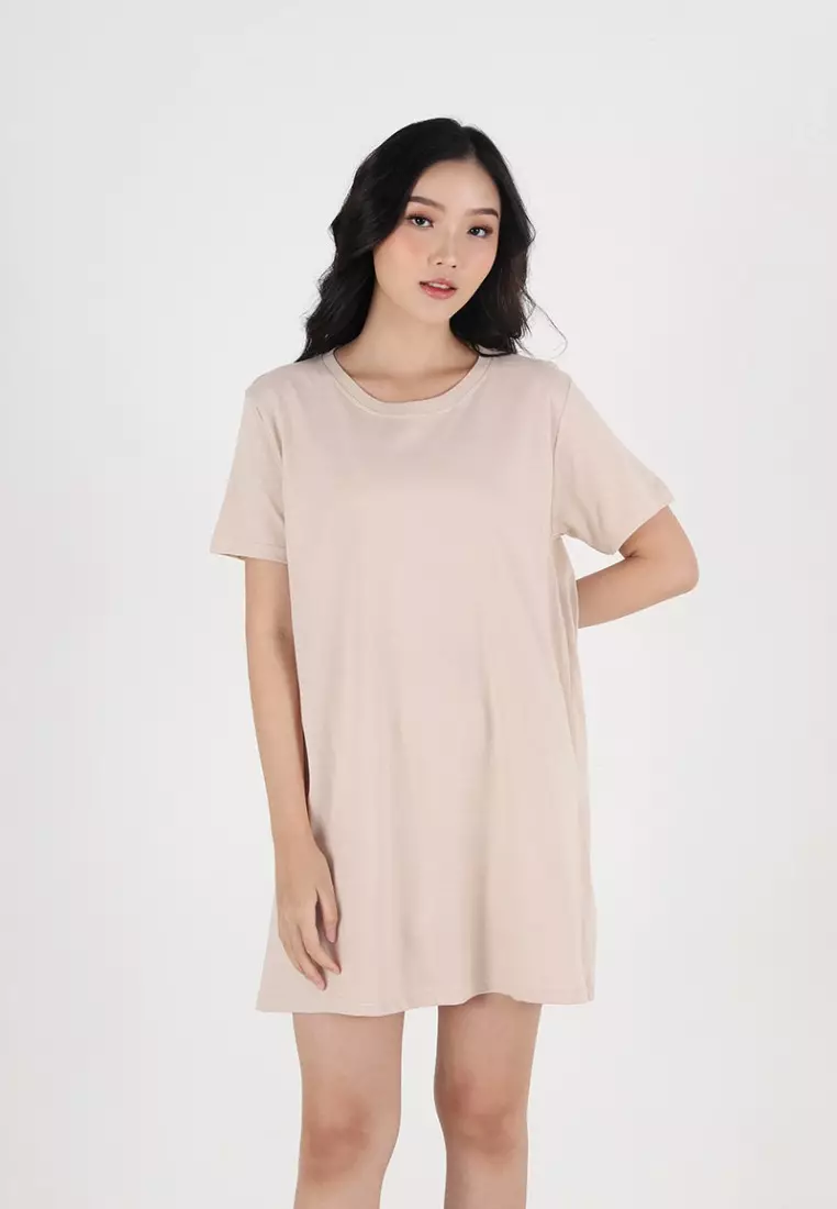Jual Sorabel Sorabel - Dynamite Basic Dress Plain Tunic Midi Cream ...
