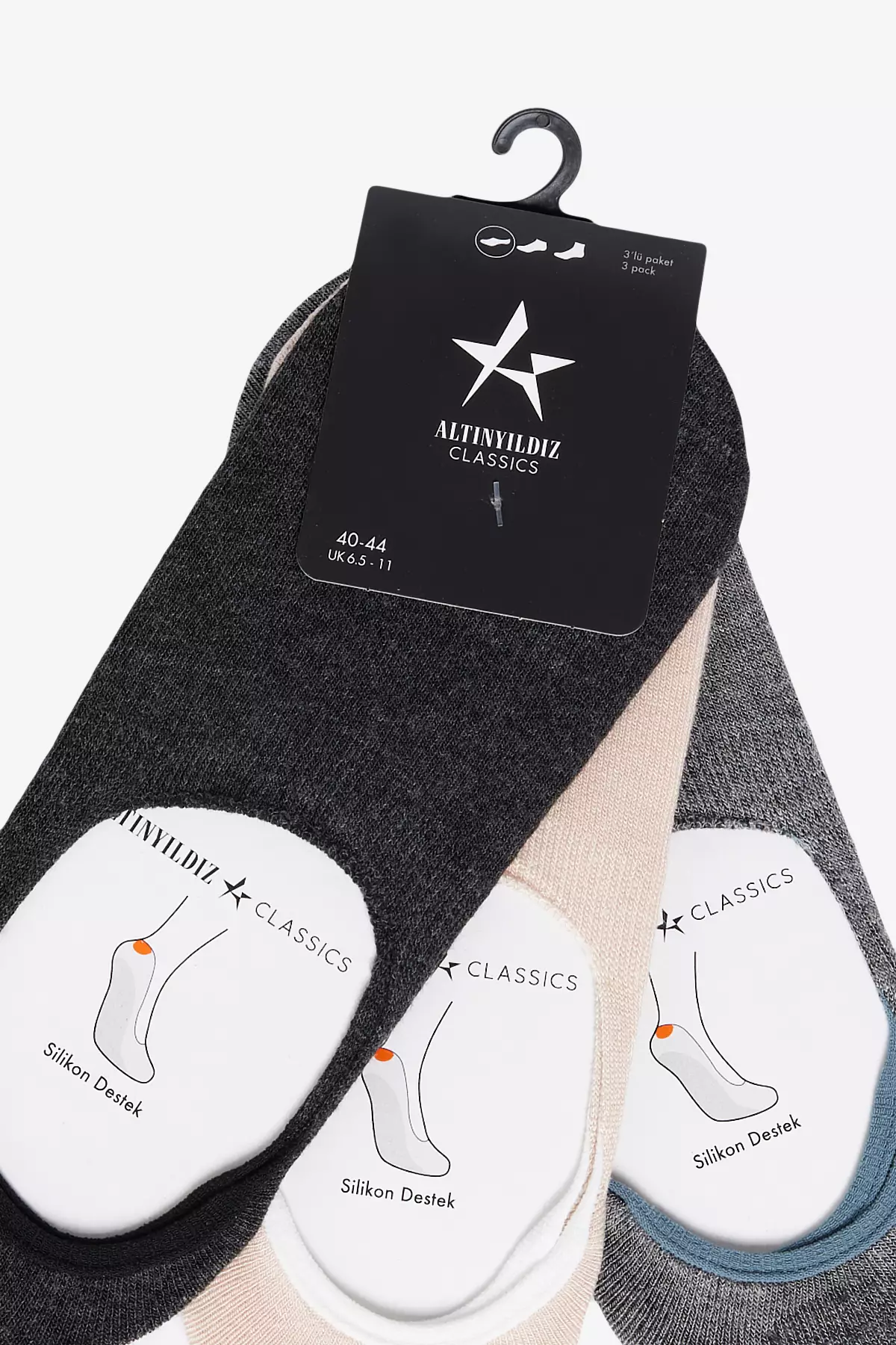 Buy Altinyildiz Gray-Anthracite-Beige -Piece Ballerina Socks 2024 ...