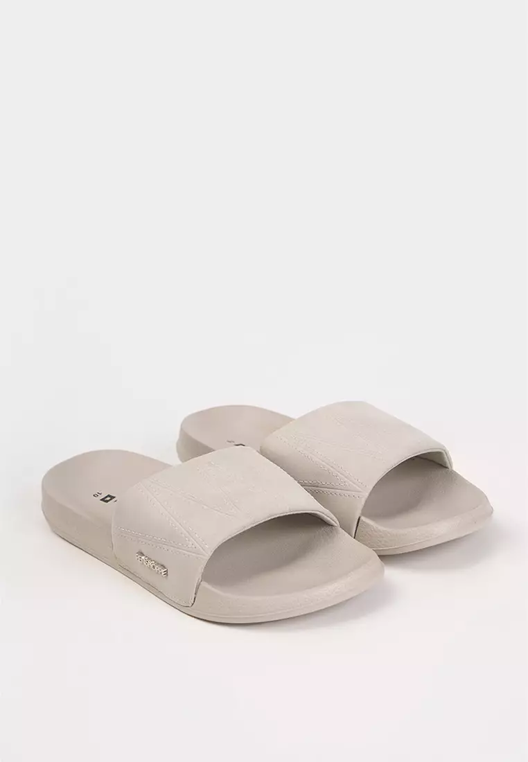 Buy Penshoppe Women's Peach Skin Slides with Stitching and Metal ...