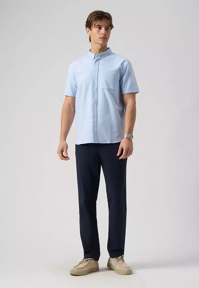 Buy MEMO Slim Fit Short Sleeve Shirt with Hidden Placket 2026 Online ...