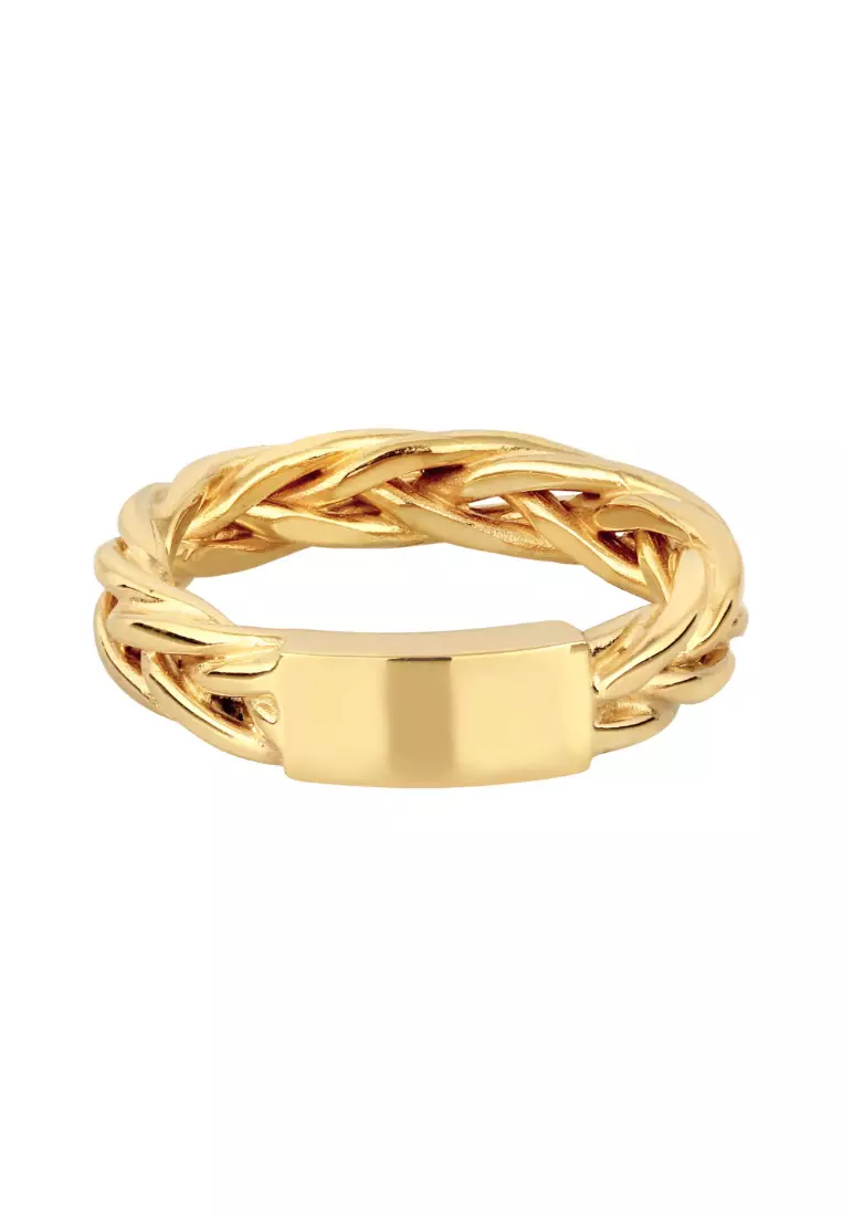 Buy Kuzzoi Ring Men Band Braid Pattern Gold Plated 2026 Online | ZALORA