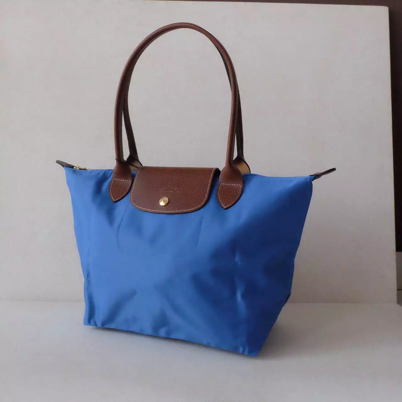 Jual LONGCHAMP Le Pliage Original Small Long Handle Blue Marine ...