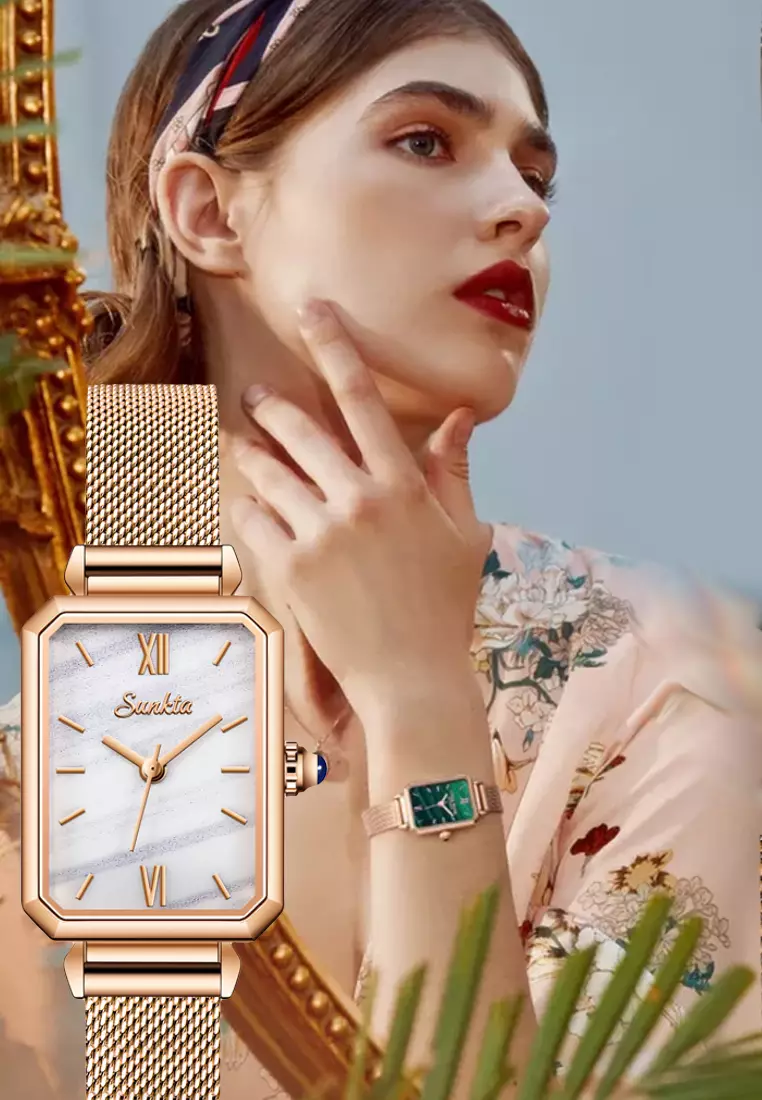 Buy LIGE SUNKTA Ladies Octagonal Quartz Watch, 27x20mm, Mother of Pearl ...