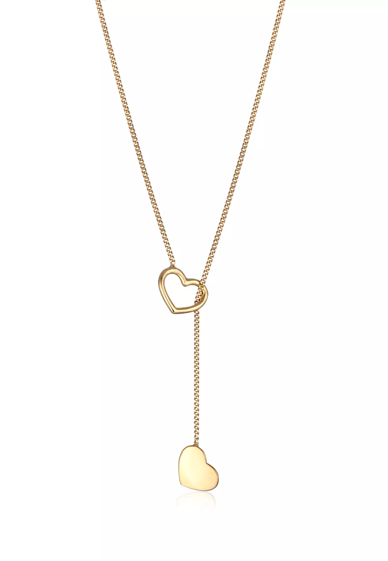 Buy ELLI GERMANY Double Heart Y-Necklace – Gold-Plated Silver 2026 ...