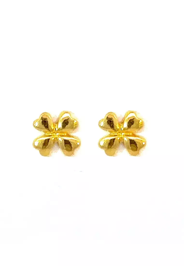 Buy Poh Kong POH KONG 916/22K Yellow Gold Lucky Clover Stud Earrings ...