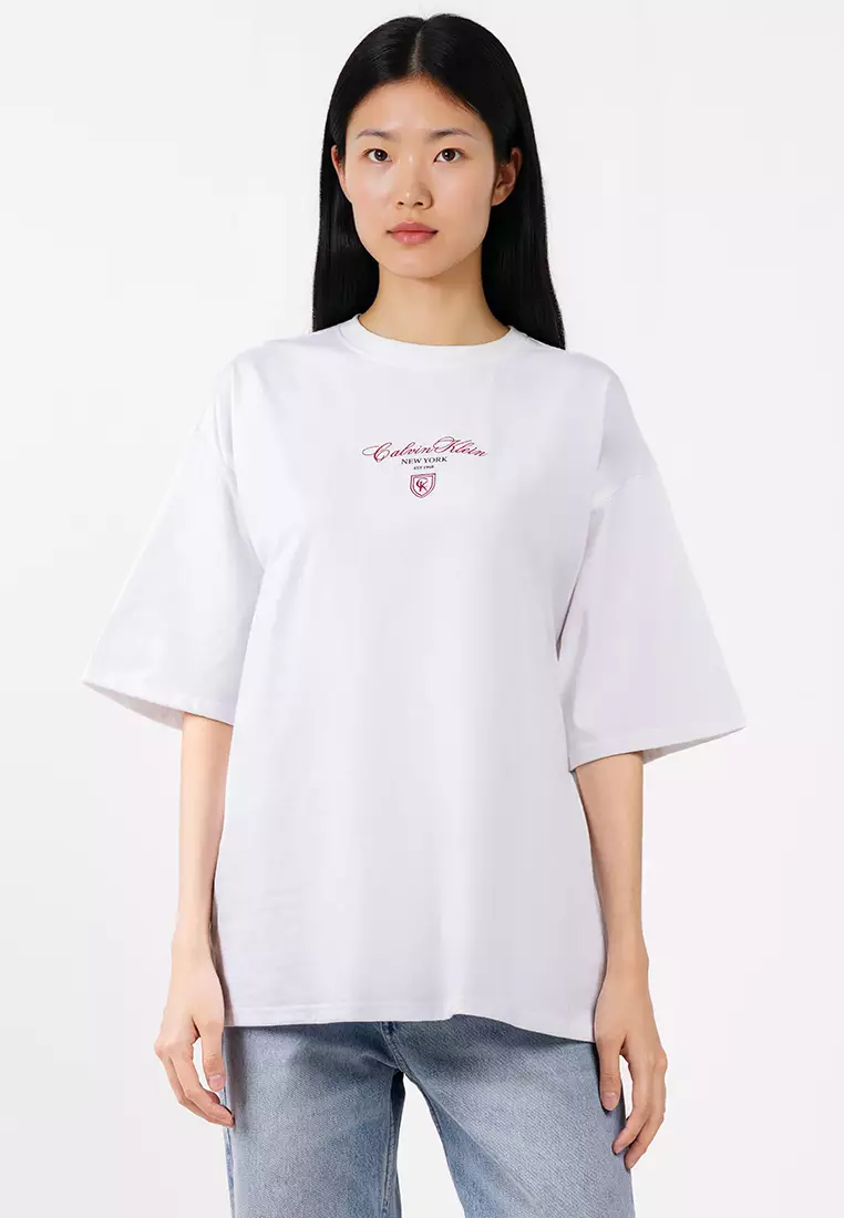 Buy Calvin Klein Script Logo Graphic Relaxed T-Shirt - Calvin Klein ...