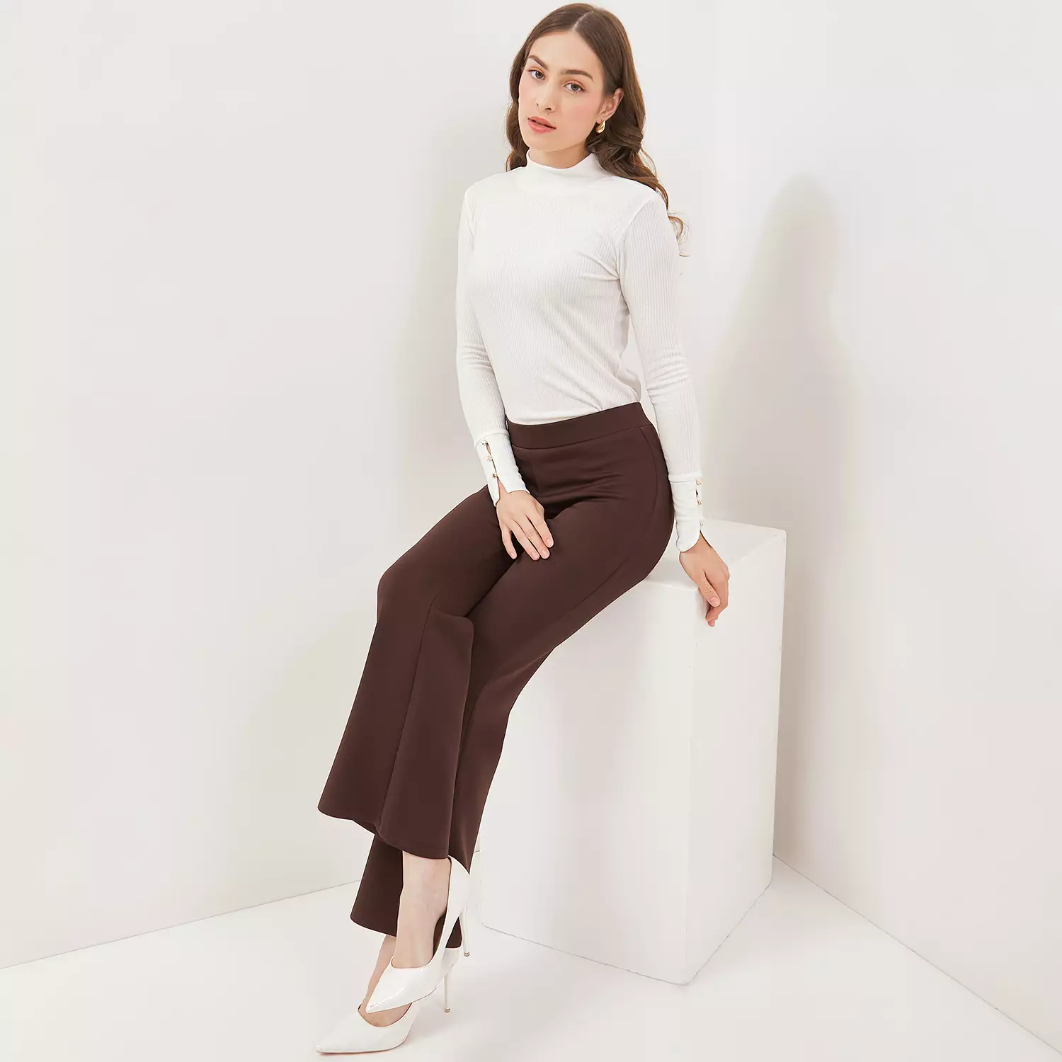 Jual Simplicity SIMPLICITY Super Stretch Flare Bell Bottom Pants ...