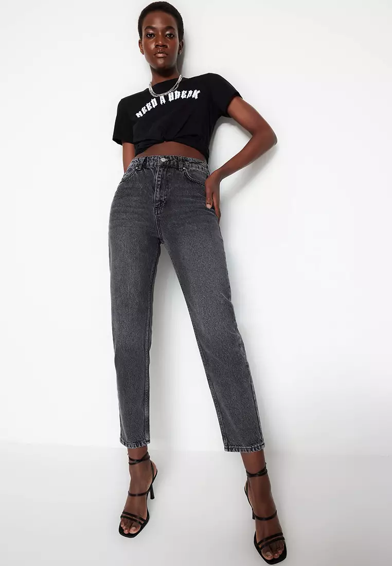 Buy Trendyol High Waist Mom Jeans Online Zalora Malaysia