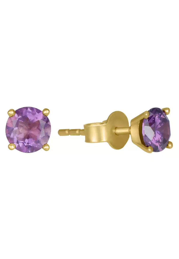 Buy Foundry Foundry 18k Birthstone Round Earrings February Amethyst ...