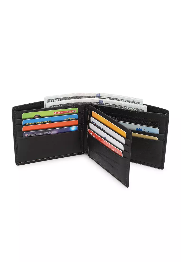 Buy Volkswagen Men's RFID Genuine Leather Bi Fold Center Flap Short ...