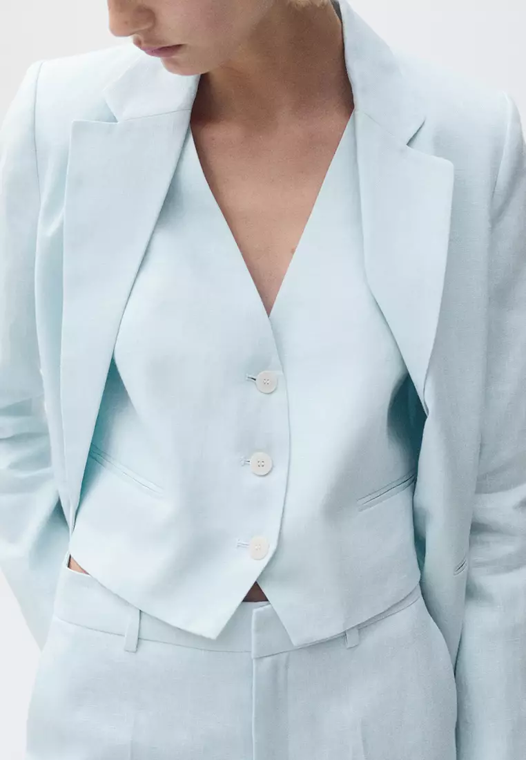 Buy Mango Linen Suit Waistcoat 2026 Online | ZALORA