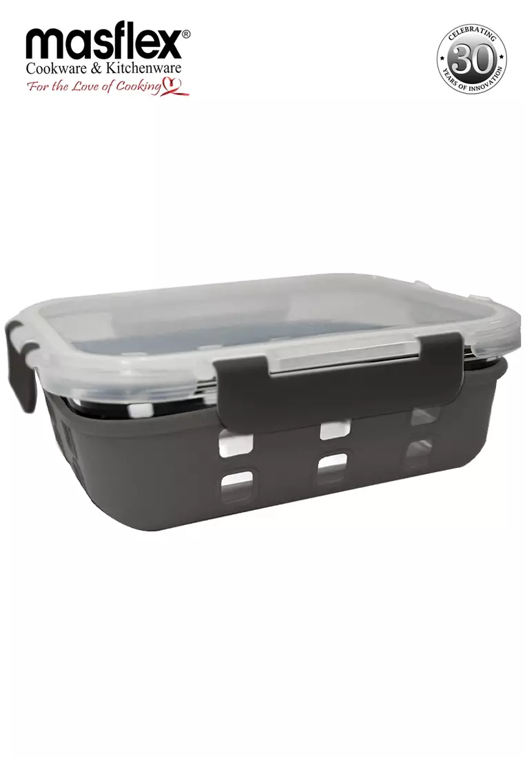 Buy Masflex Masflex Rectangular Glass Food Container with Lid 1520ml ...