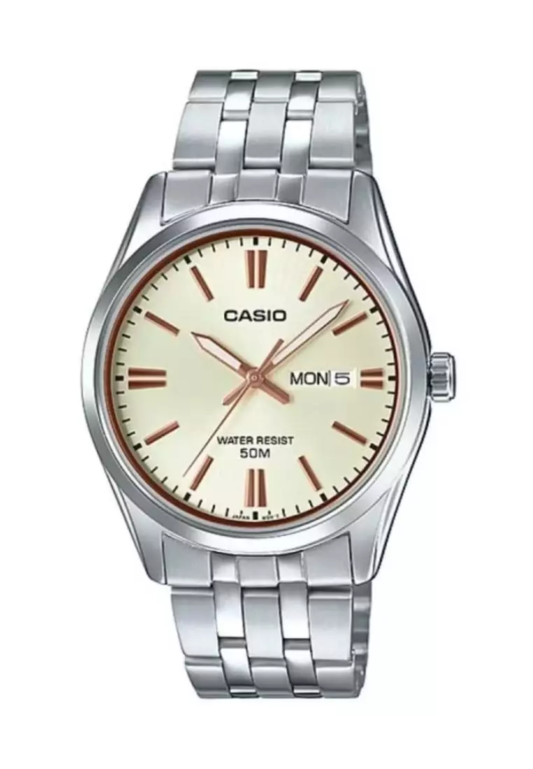 Jual CASIO Casio Analog Jam Tangan Pria Strap Rantai Silver MTP-1335D ...