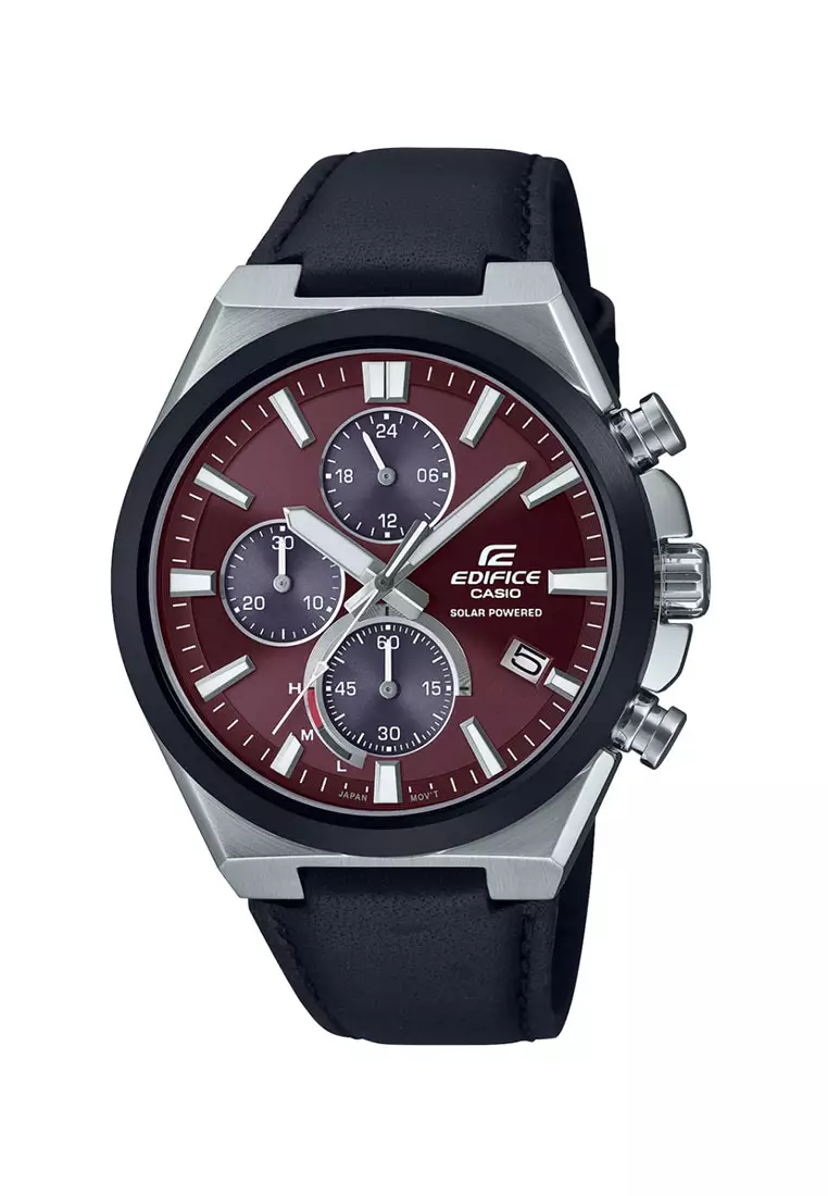 Jual CASIO Casio EDIFICE Jam Tangan Pria - Black Silver Red - Leather ...
