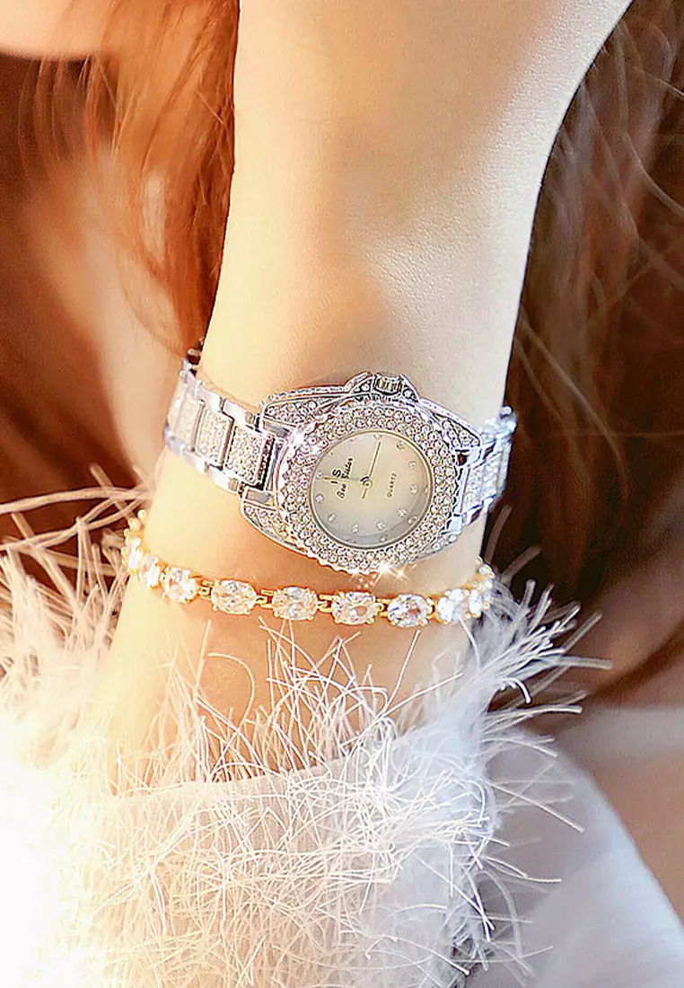 Buy Bee Sister BS Fashion Simple Round Quartz Watch with Cubic Zirconia ...