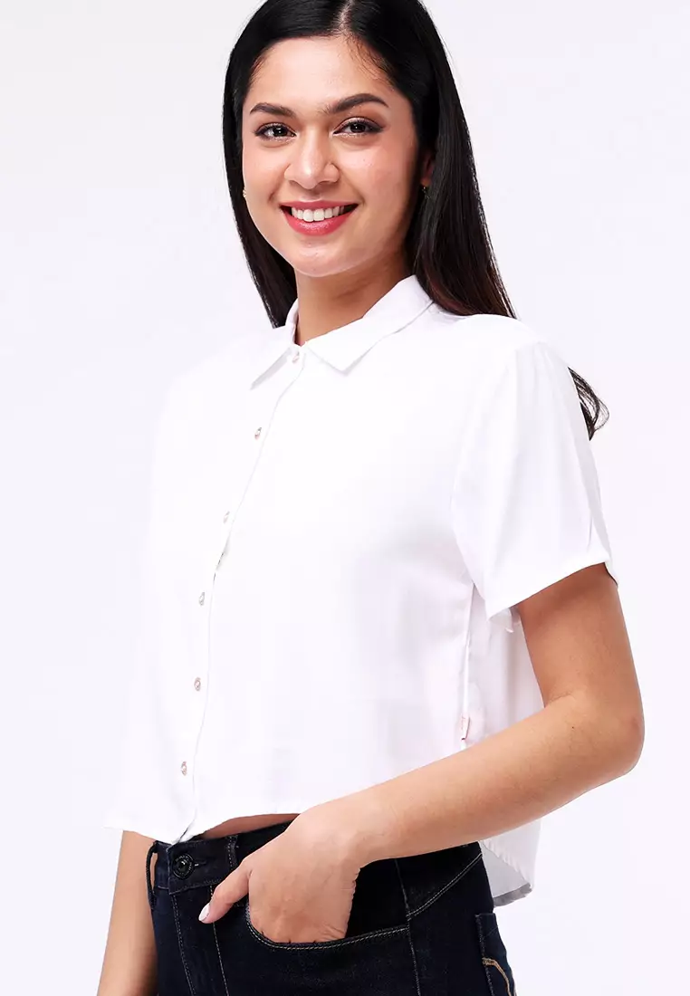 Buy Redgirl Short Sleeves With Collar Blouse 2024 Online Zalora