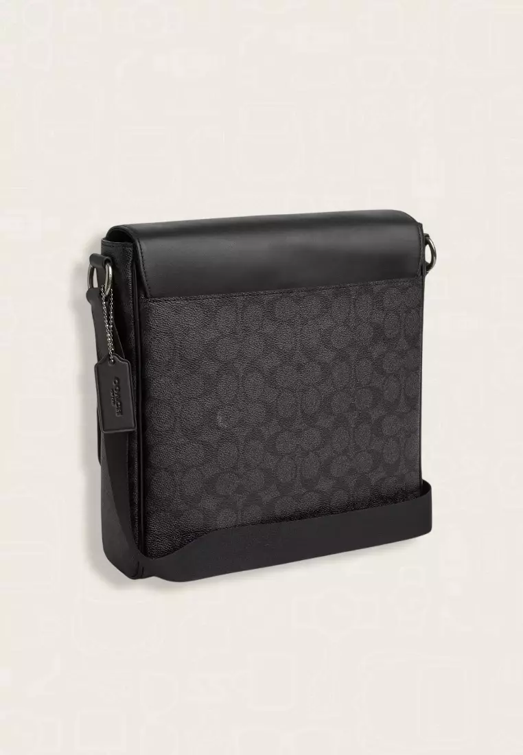 Jual Coach Coach Houston Map Bag In Signature Canvas Charcoal Black ...