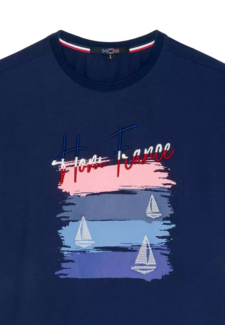 Buy HOM T-Shirts Pink Color Navy Online | ZALORA Malaysia